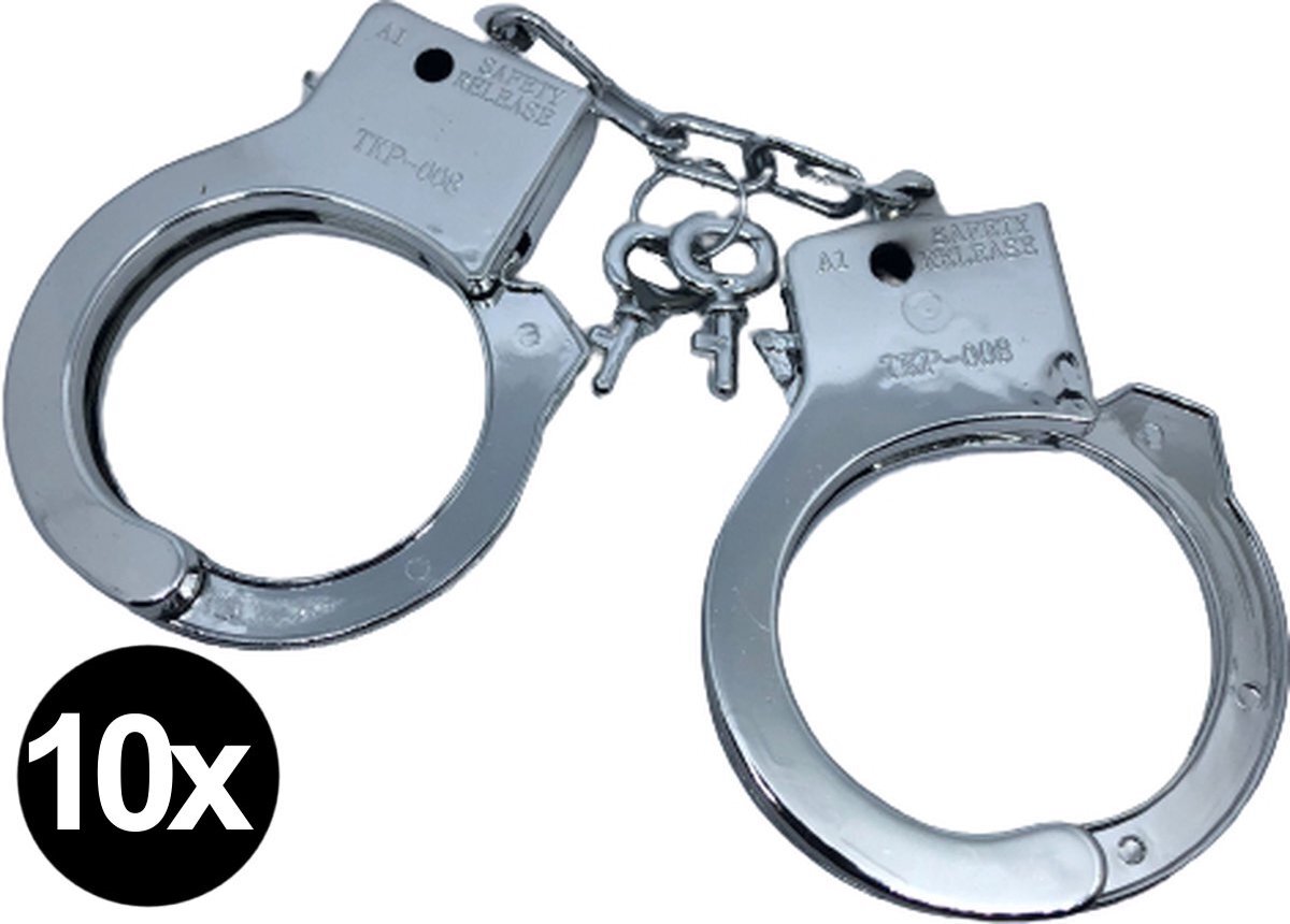 Voordeelset van 10x politie speelgoed verkleed handboeien 10 cm ...