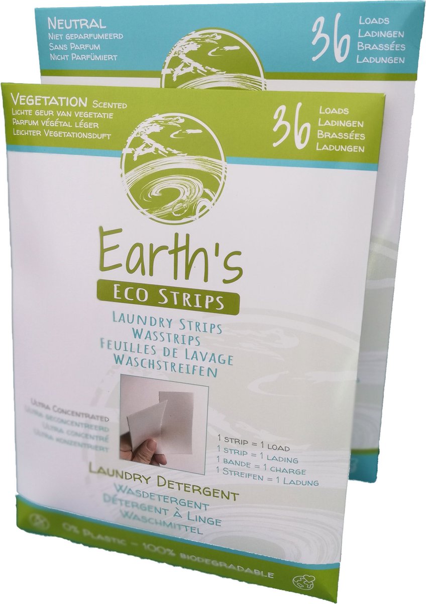 Earth's Eco - probeerverpakking - wasstrips combipack 2 geuren fris ...
