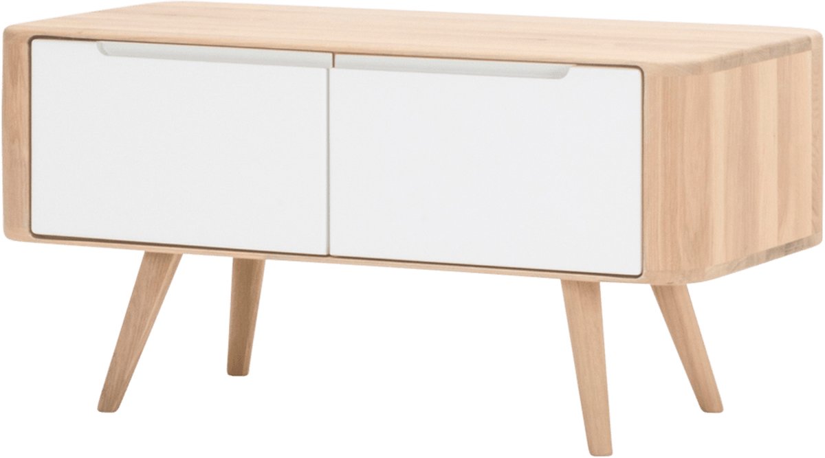 Ena storage bench houten opbergbankje whitewash - 90 x 42 cm | bol.com