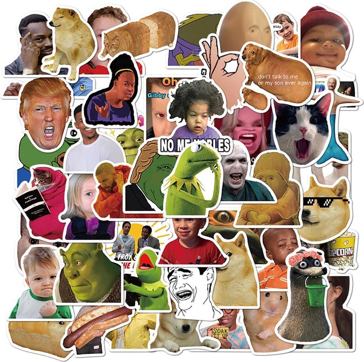 Meme stickers - 50 stuks - Grappige sticker mix met de bekendste memes ...