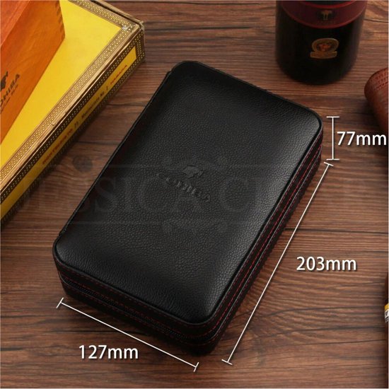 Smogle™ - Portable Leather Cigar Case - Cigars Box With Lighter Cutter ...