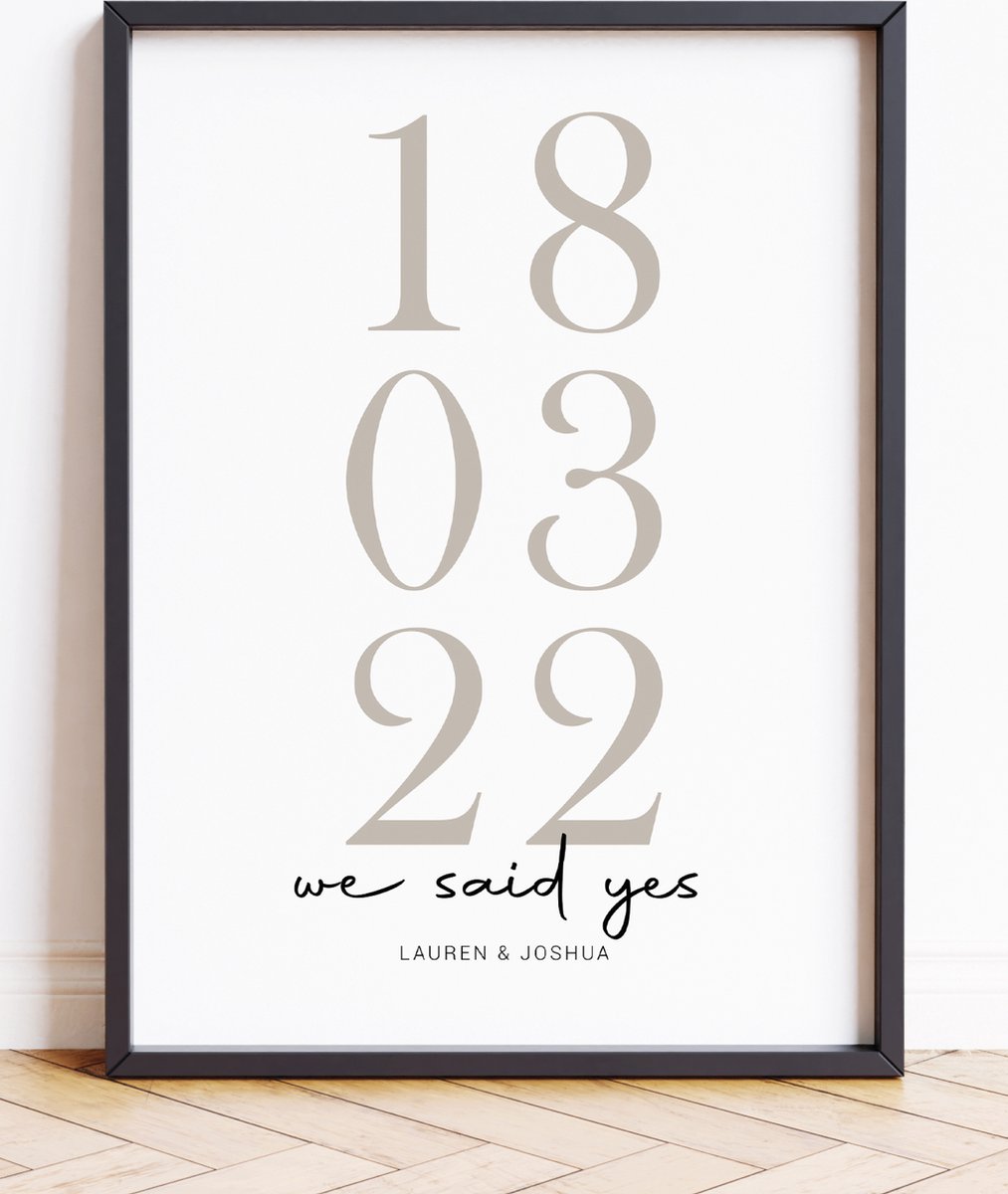 WE SAID YES POSTER (A4 - 21 X 29,7 cm) | Gepersonaliseerd met datum ...