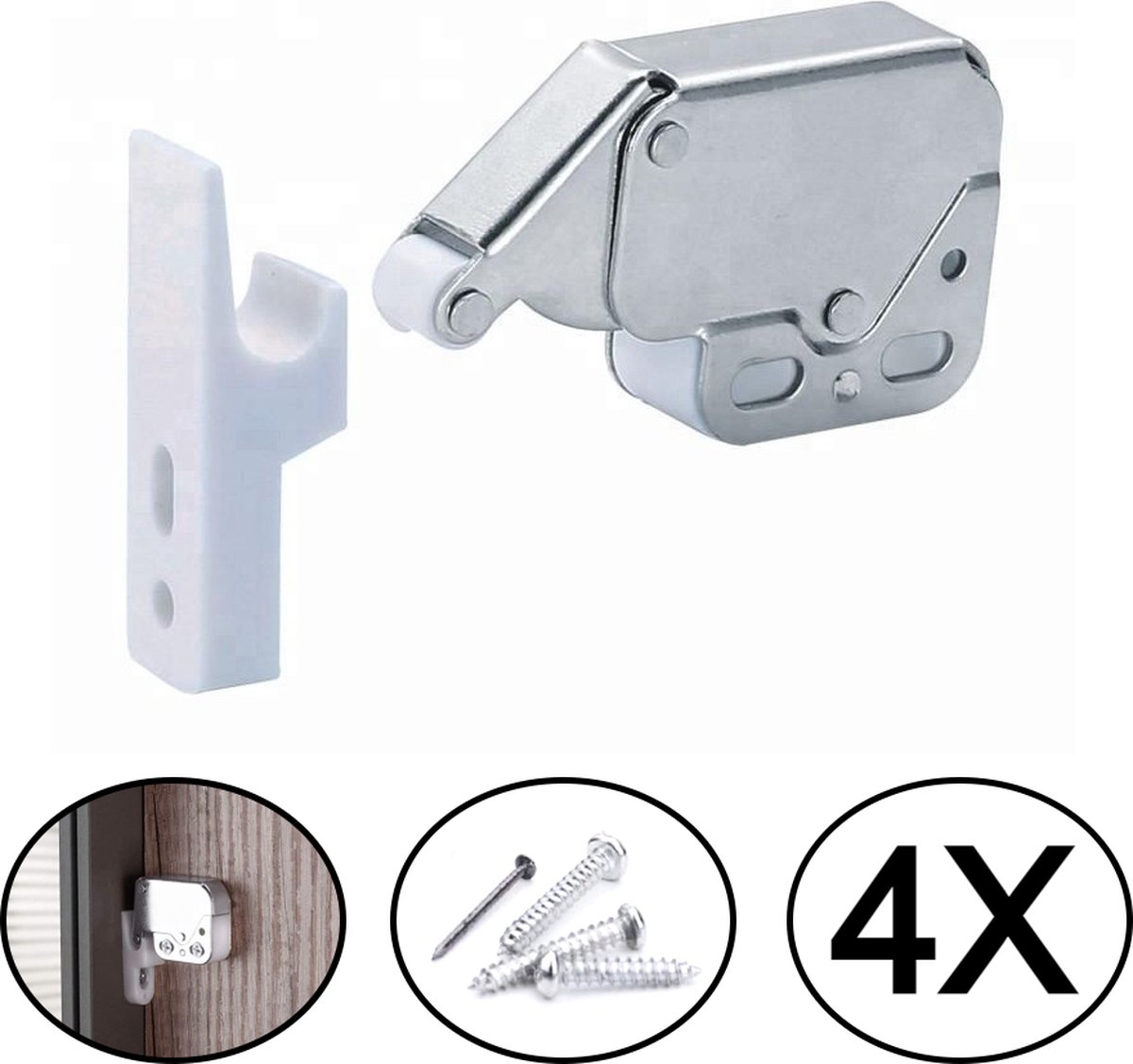 Drukslot (Incl bevestigingsmateriaal) - Deurslot - Meubelslot - Push-to ...