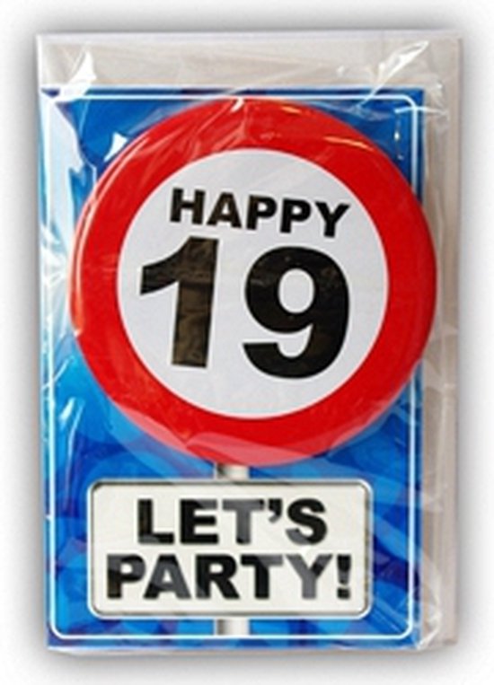 Happy Birthday kaart met button 19 jaar | bol
