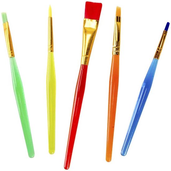 Kwasten set hobby - Multicolor - Kunststof / Metaal - Ca. l 14 cm - 5 ...