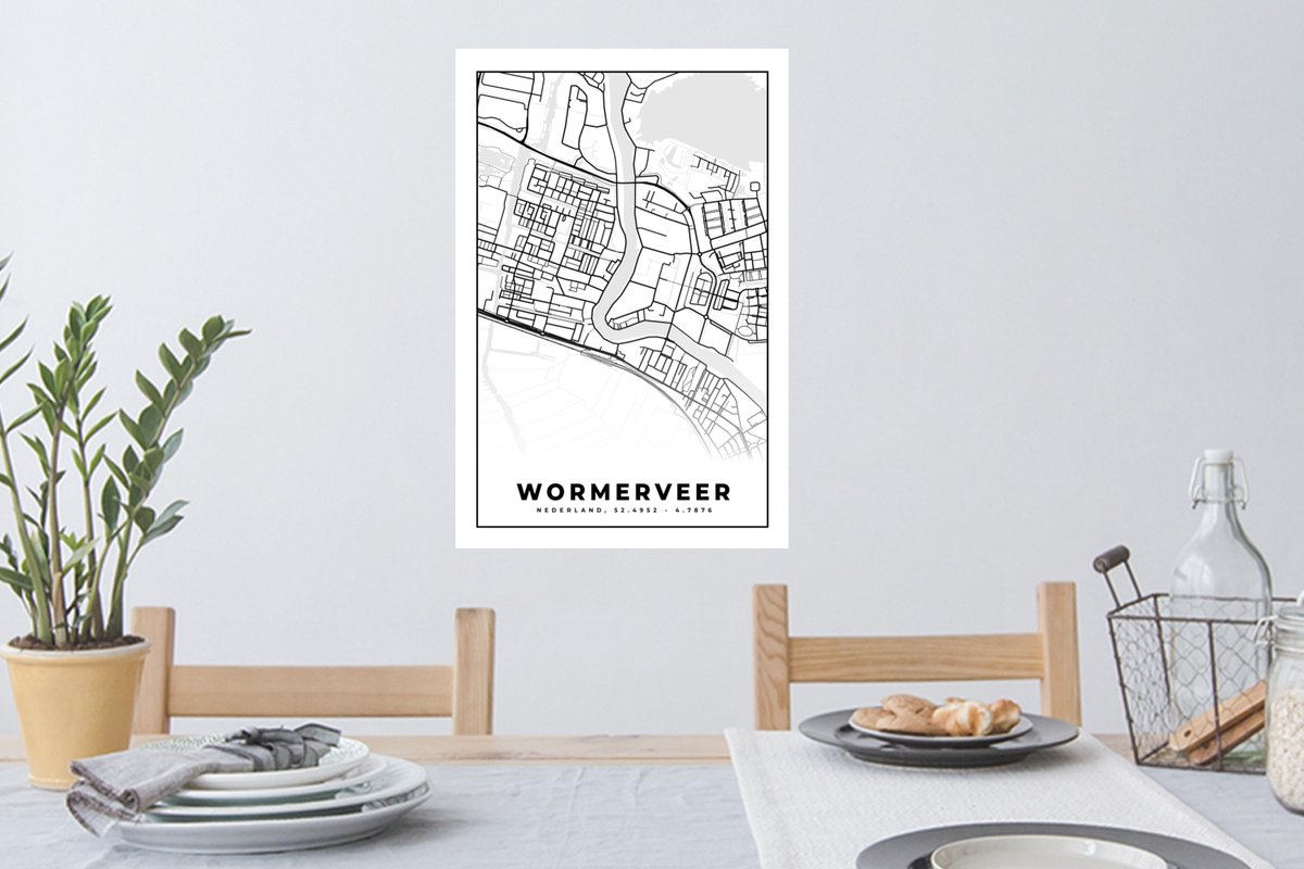Muurstickers - Wormerveer - Kaart - Plattegrond - Stadskaart - 40x60 cm ...