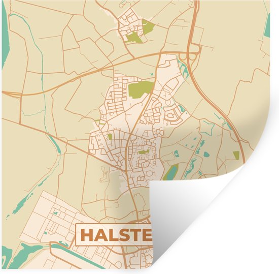 Muurstickers - Plattegrond - Halsteren - Kaart - Vintage - Stadskaart ...