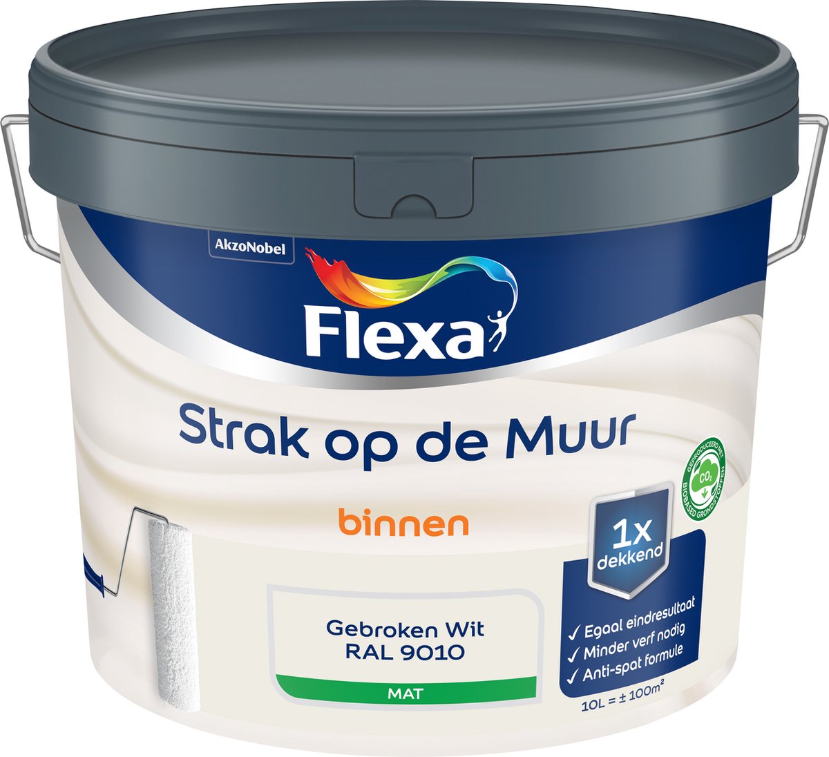Flexa Strak op de Muur Muurverf - Mat - RAL 9010 / gebroken wit - 10 ...