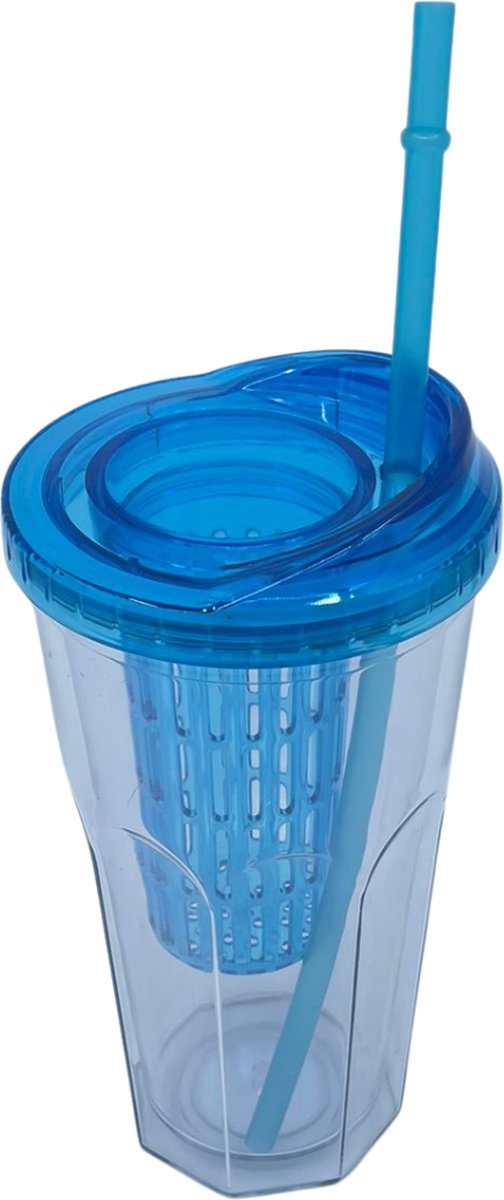 Tumbler met filter en rietje - Fruit filter - Dubbel compartiment ...