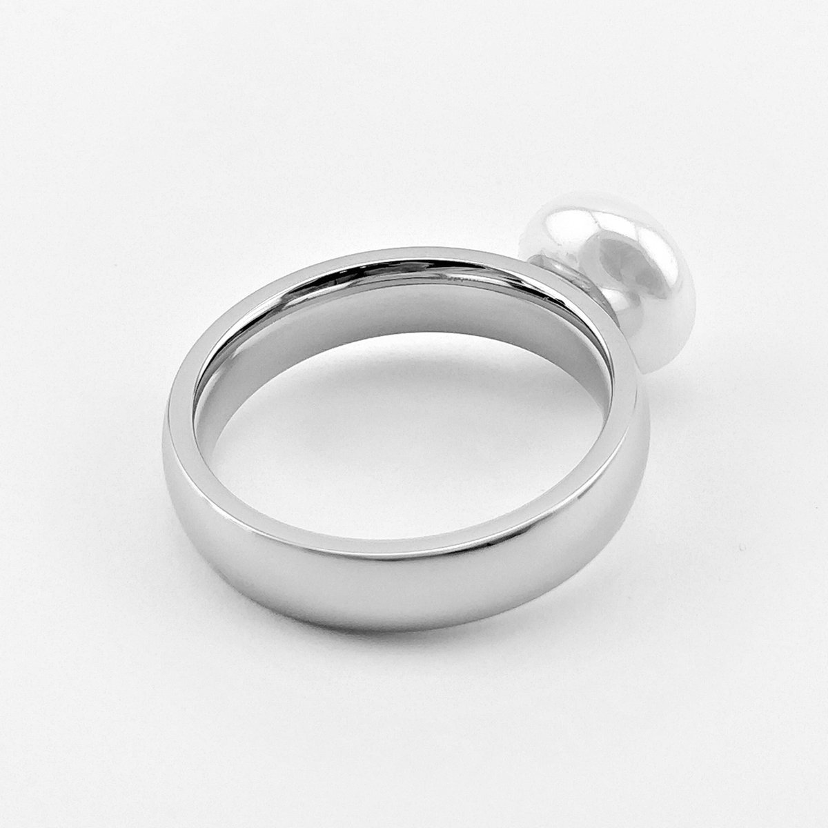 Parel Ring Dames - Stalen Zilver Kleur - Ring met Witte Zoetwaterparel ...