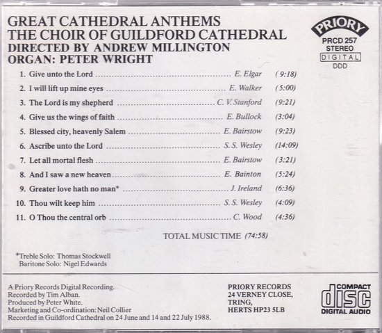 Great Cathedral Anthems - The Choir of Guildford Cathedral directed by ...