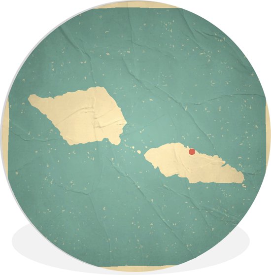 Samoa Illustration Map Vintage Effect Wall Circle Assiette Plastique ...