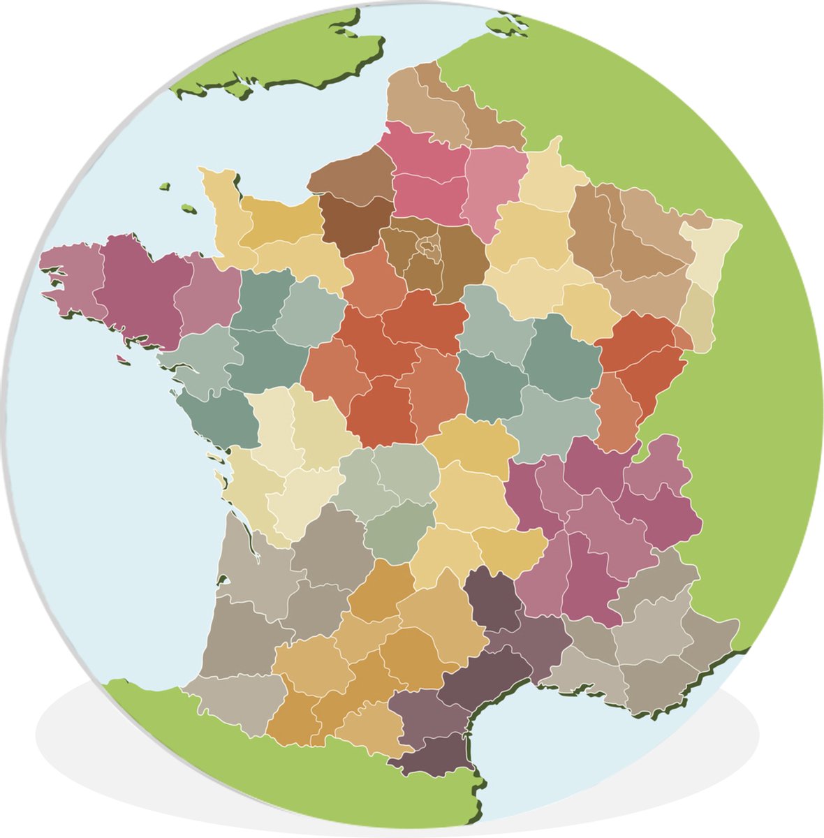 Wall Circle - Wall Circle Inside - Carte des Régions de France - ⌀ 30 ...