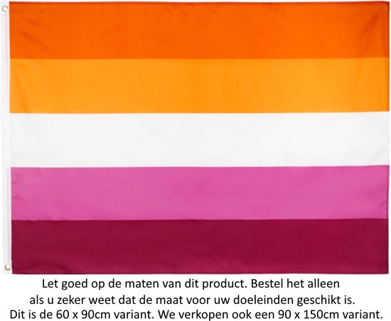 Lesbienne Vlag 90x60CM - LGBT - Pride - Regenboog Vlag - Lesbian Sunset Flag - Polyester | bol