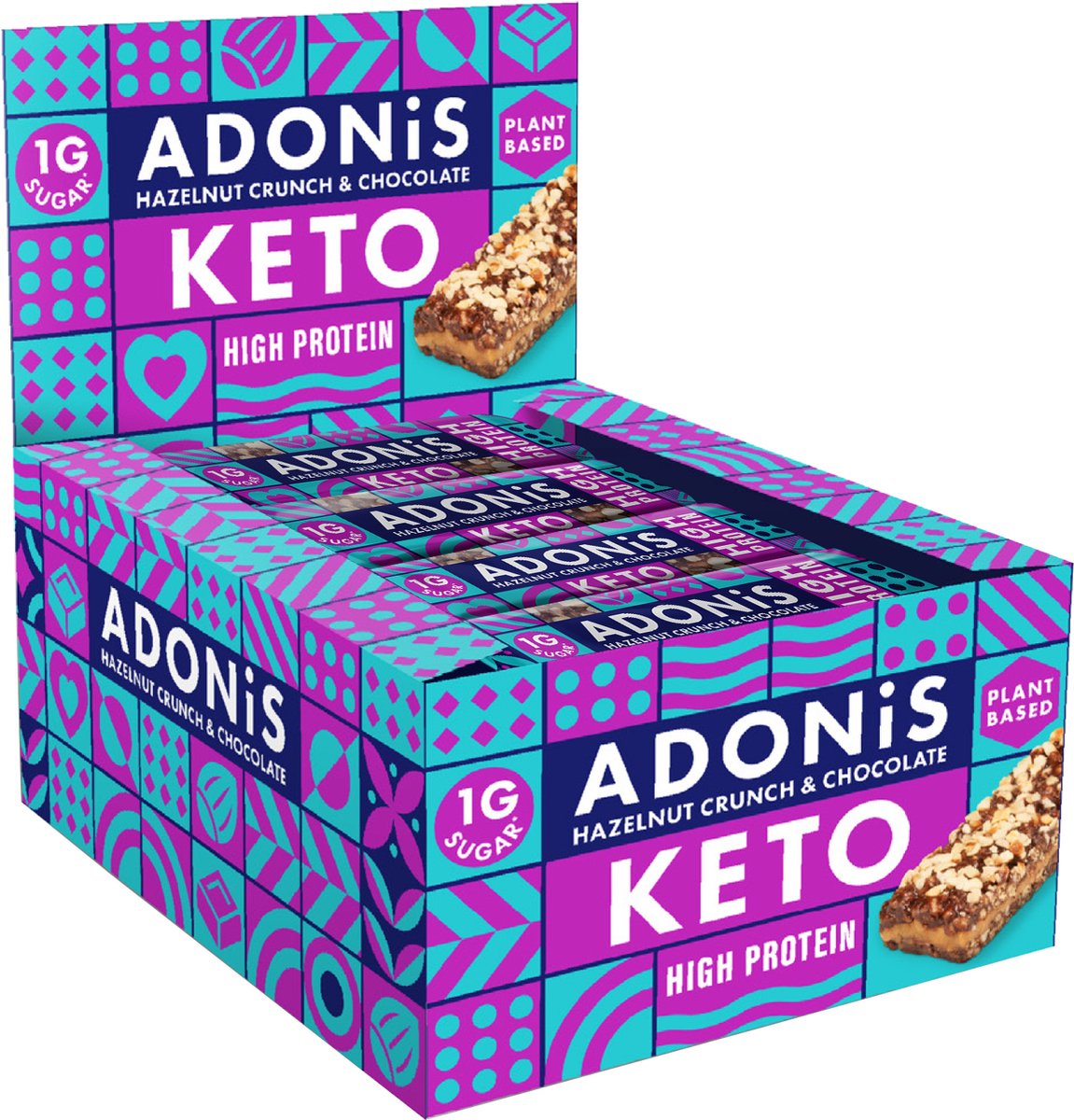 Adonis Keto Protein Bars - Crunchy Hazelnut Chocolate - Eiwitrepen ...