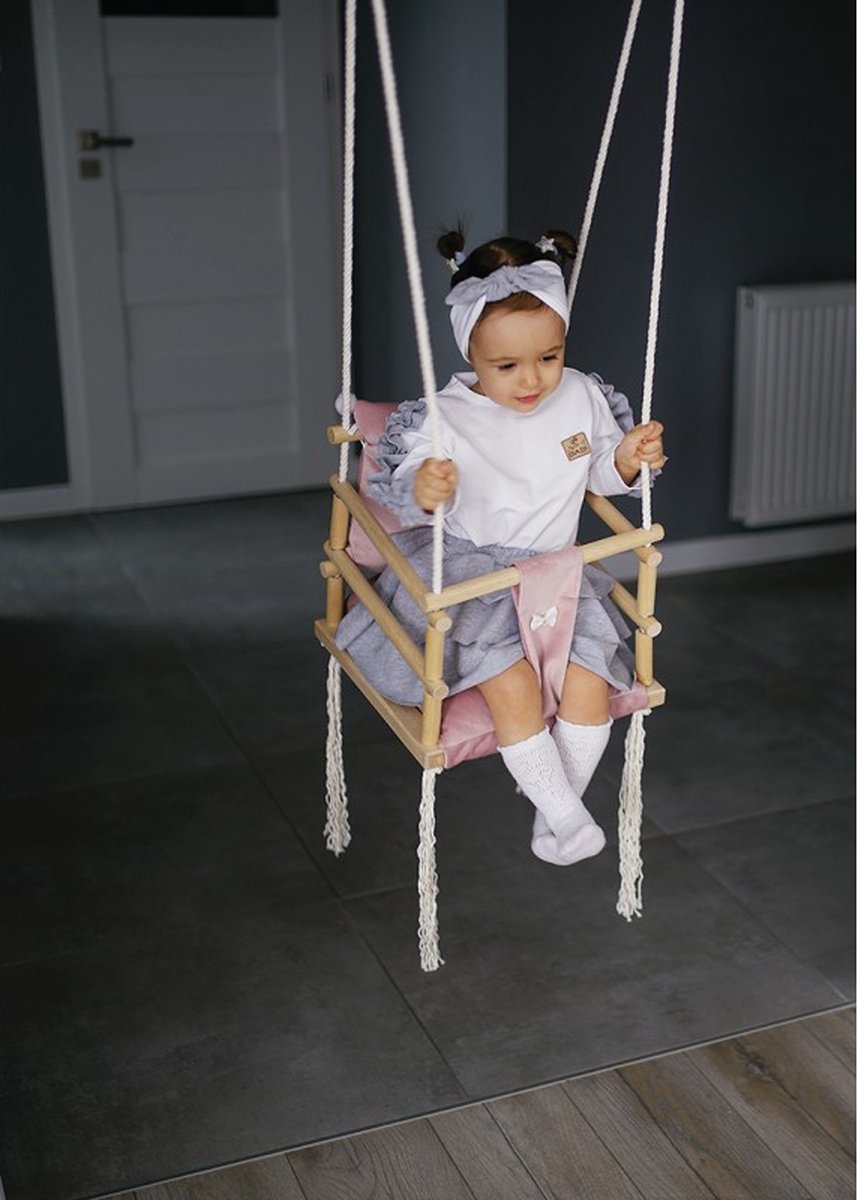 Luxe houten 3 in 1 roze meegroei baby schommel en Kinder schommel ...