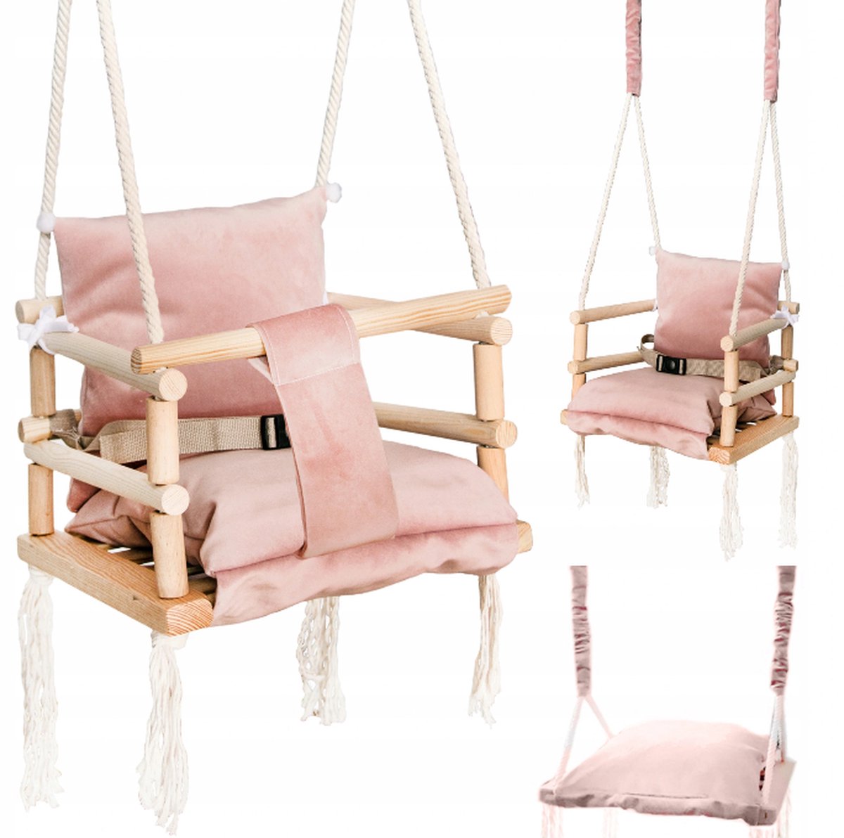 Luxe houten 3 in 1 roze meegroei baby schommel en Kinder schommel ...