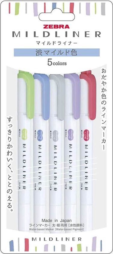 Zebra Mildliners WFT7-5C-NC-N Set van 5 verpakt, Cool & Warm Shibu ...