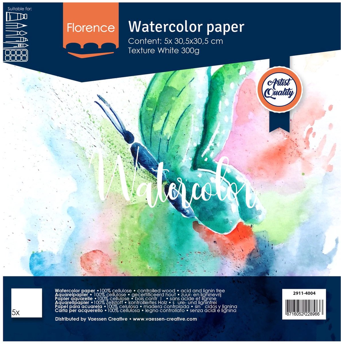 Aquarelpapier - Intens White - 30,5x30,5cm - 300 grams - Lichte ...