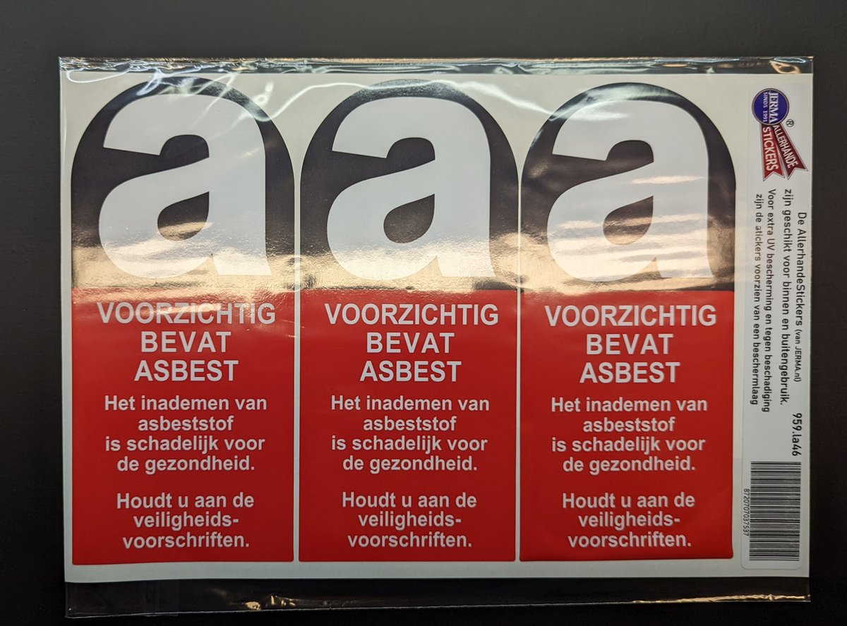 Asbest sticker set 3 stuks | bol.com
