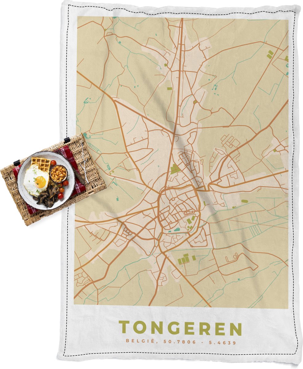 Picknickkleed - Buitenkleed - Kaart - Vintage - Tongeren - Stadskaart ...