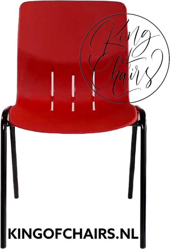 King of Chairs model KoC Denver rood met zwart onderstel. Kantinestoel ...