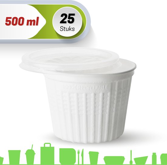 Soepbeker wegwerp 500ml 25 Stuks Soepkom to go met deksel Ø115mm Thermo ...