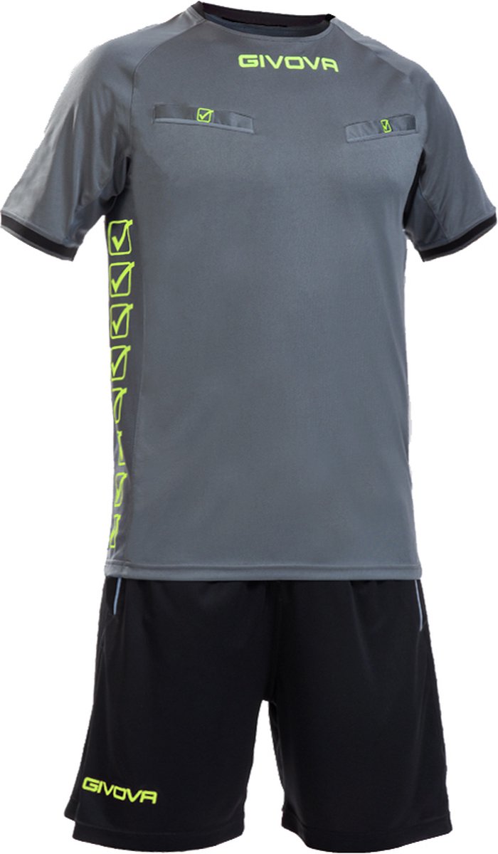 Scheidsrechters tenue compleet met sokken, Givova KIT FLAG, Grijs/Zwart ...