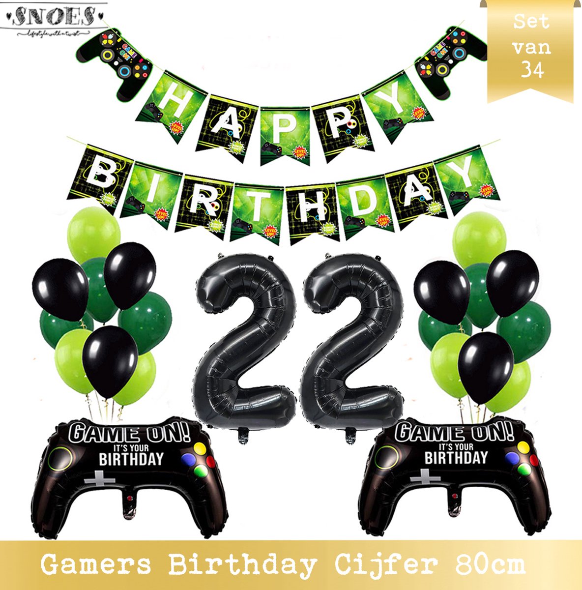 Cijfer Ballon 22 - Game Gamers Birthday Mega Ballon Pakket - Nummer ...