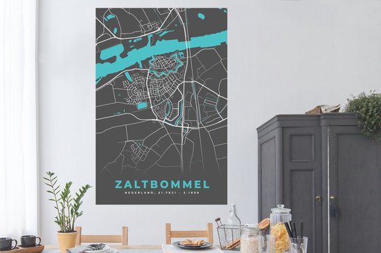 Poster Kaart - Zaltbommel - Plattegrond - Stadskaart - 120x180 cm XXL ...