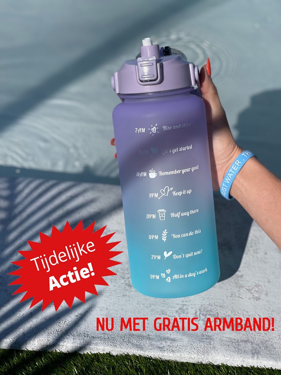2 liter waterfles - Motivatie fles - Grote waterfles - Bidon - Twee ...