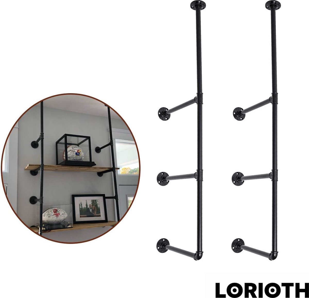 LORIOTH® Industriële Boekenplank Systeem - Muur Systeem - Ophang ...