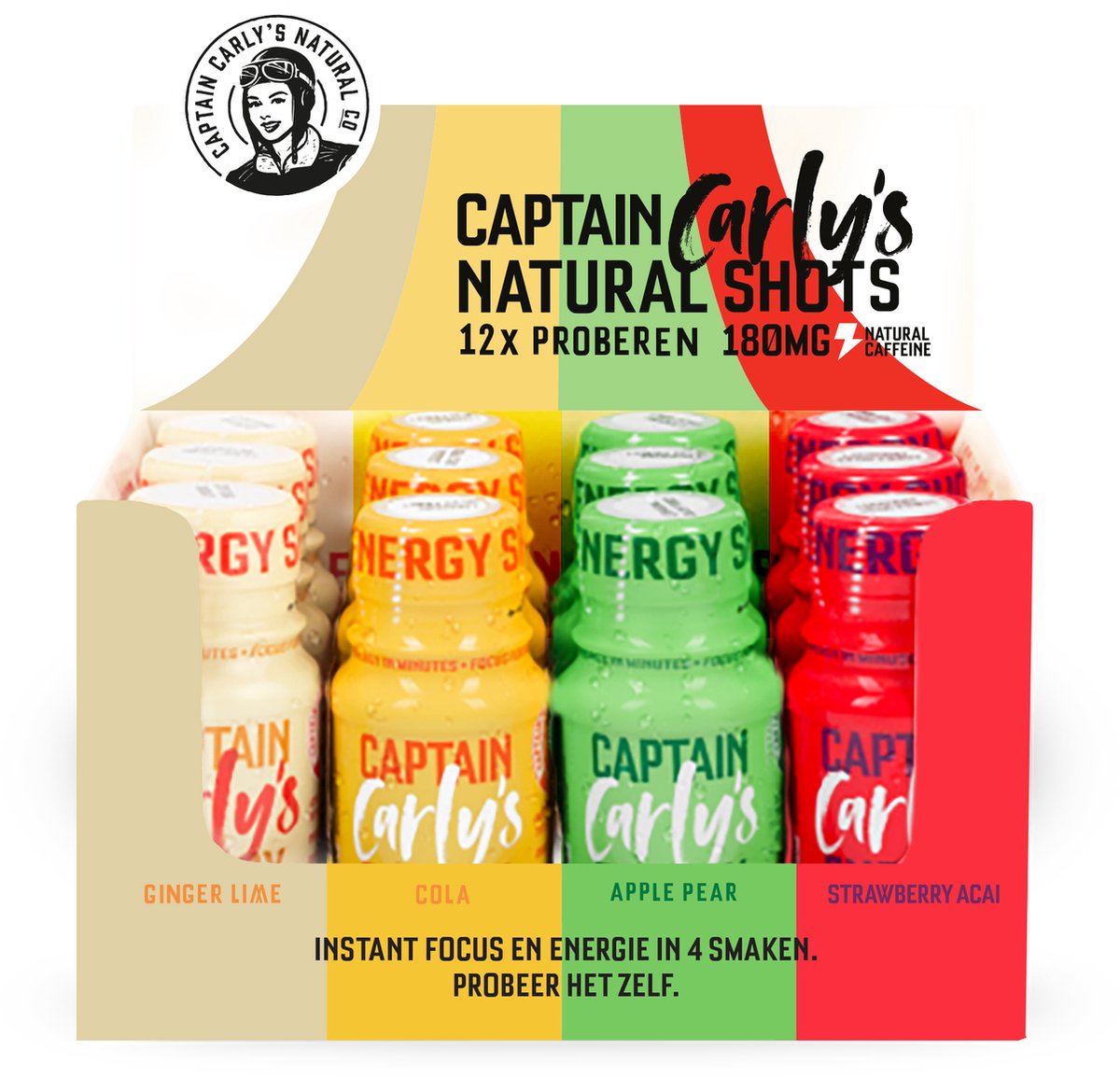 Carly's Natural Shots Sample Box - 4 saveurs différentes (12 x 60ml ...