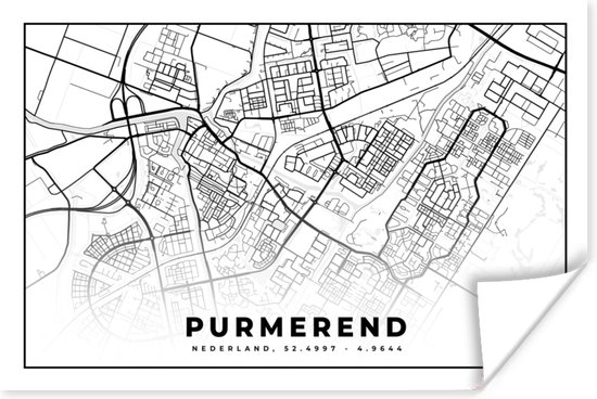 Poster Kaart - Purmerend - Nederland - 60x40 cm | bol.com