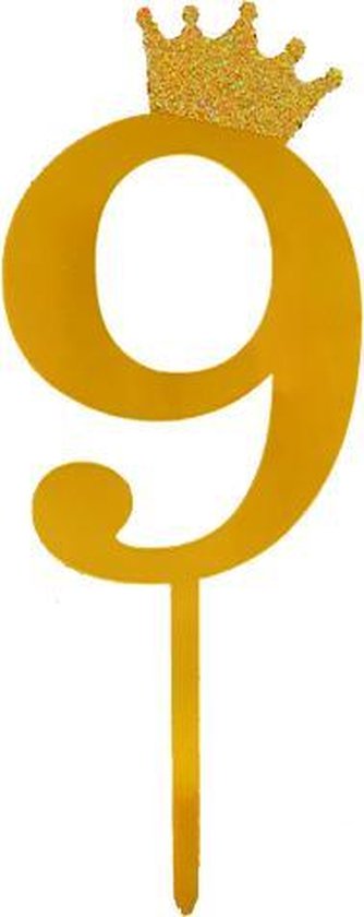 Cake - Taart Topper Cijfer 9 Goud Klein. Taartdecoratie. Tasty Me. | bol.com