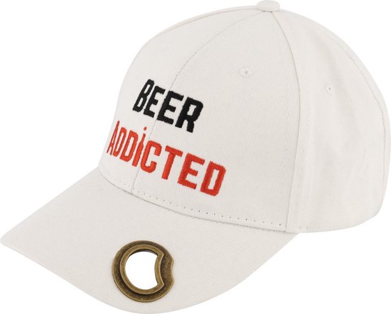 BeerAddicted - witte baseball cap met geintegreerde flesopener - Ideaal ...