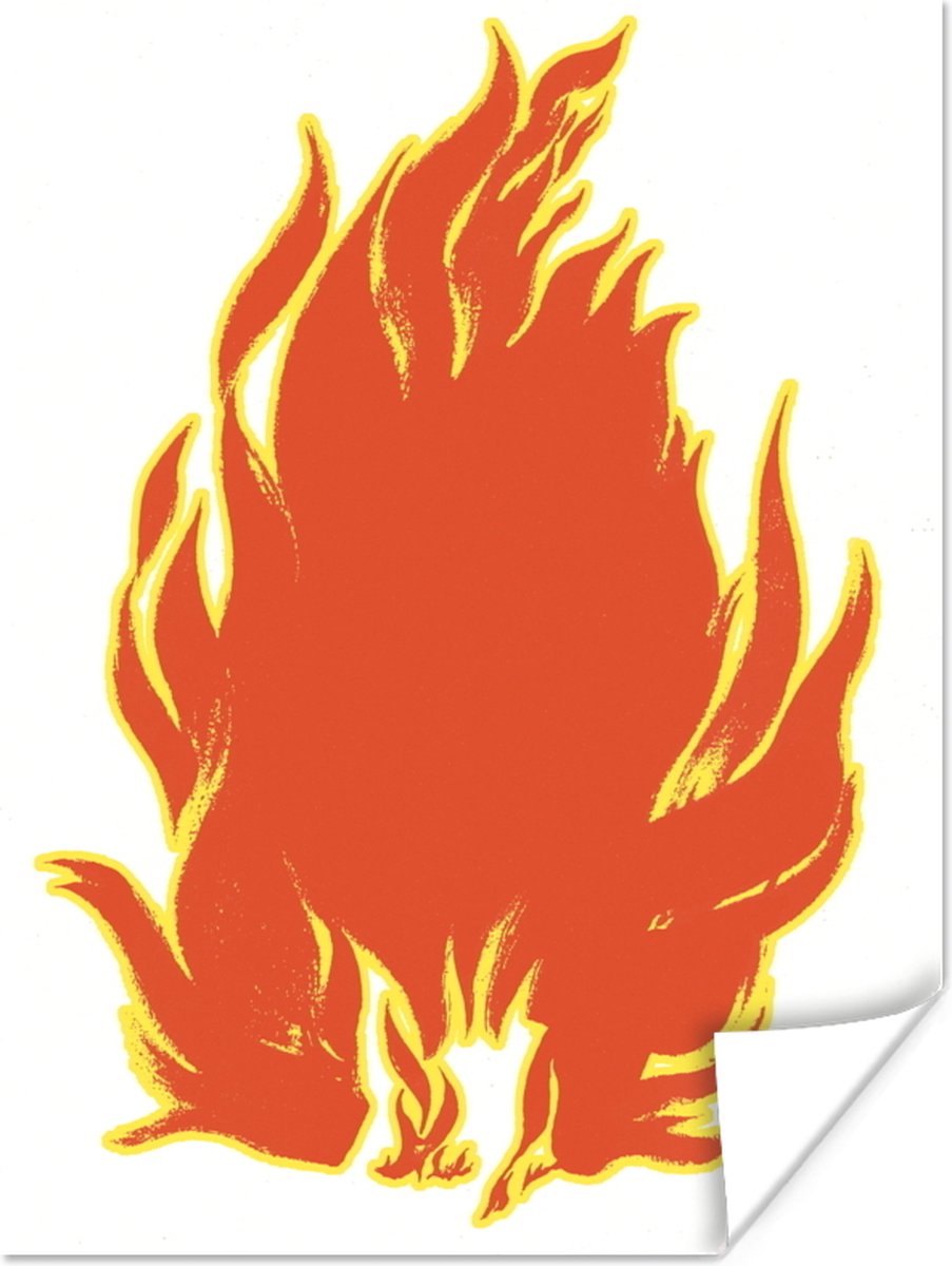 Poster Een illustratie van vlammen op een witte achtergrond - 60x80 cm ...