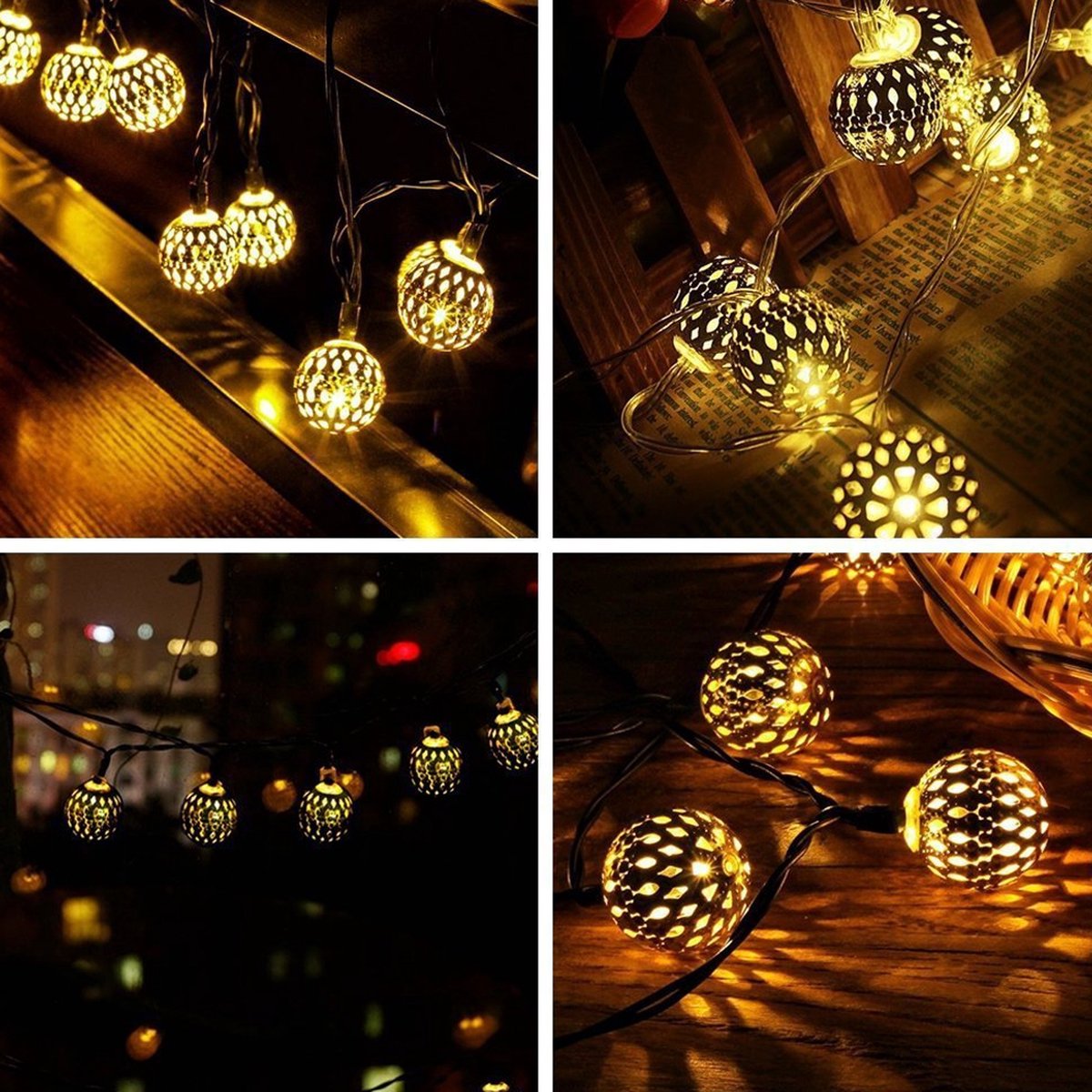 Lichtsnoer buiten 'Marrakech' - Solar tuinverlichting - Warm wit licht ...