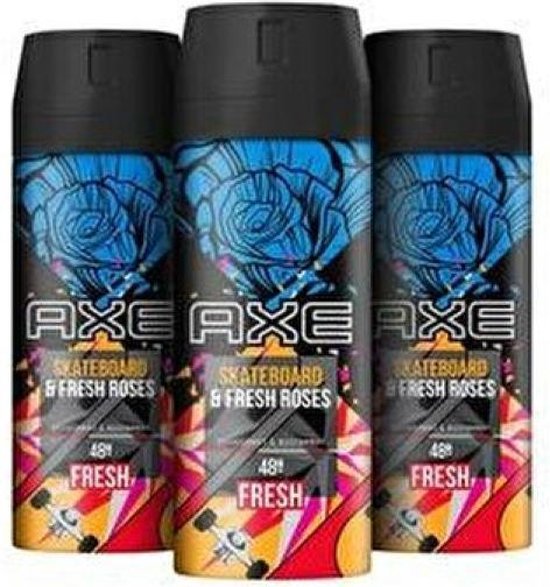 Axe Deospray – Skateboard & Fresh Roses - Voordeelverpakking 3 x 150 ml ...