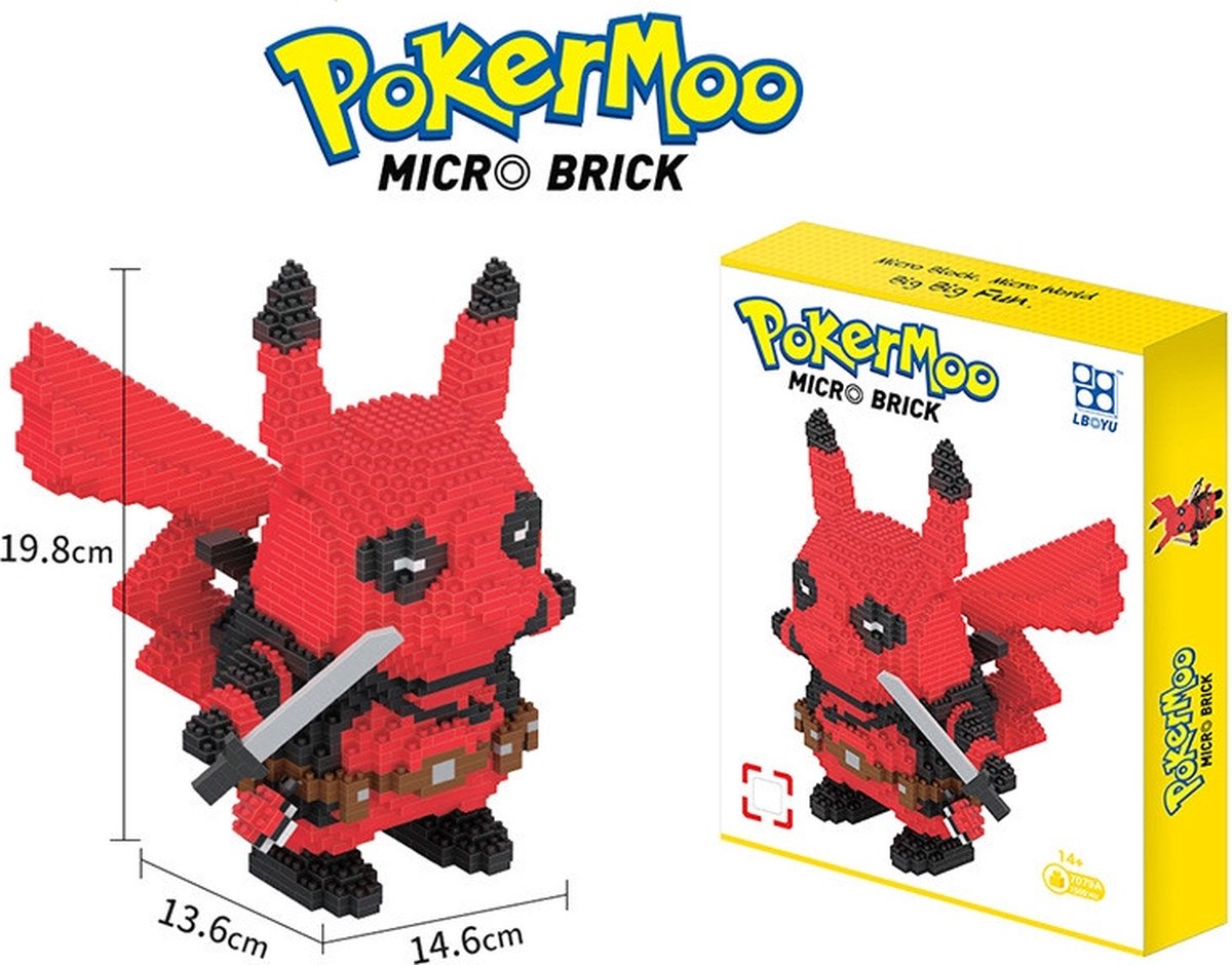 LBOYU Pokemon Nanoblocks – Pokémon – Deadpool Pikachu - 1500 mini ...