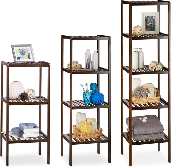 3-delige set - badkamerrek bamboe - staand rek - keukenrek - bamboerek ...