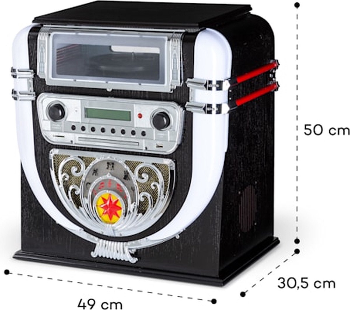 auna Graceland mini jukebox - DAB+ en FM-radiotuner -platenspeler - CD ...
