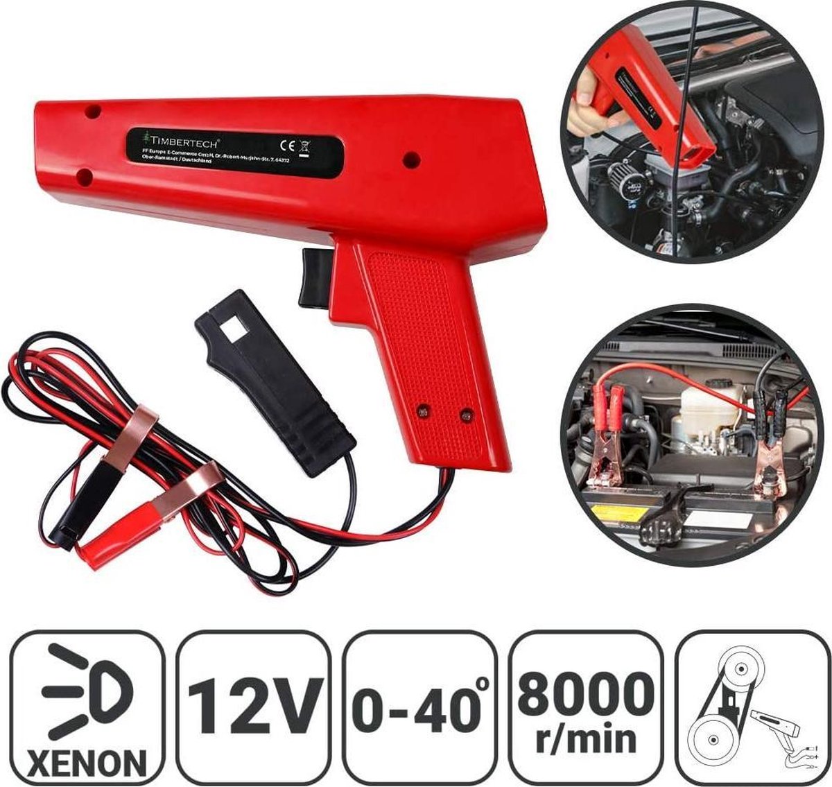 Timbertech Stroboscooplamp, afstellamp, timing lamp, ontstekingspistool ...