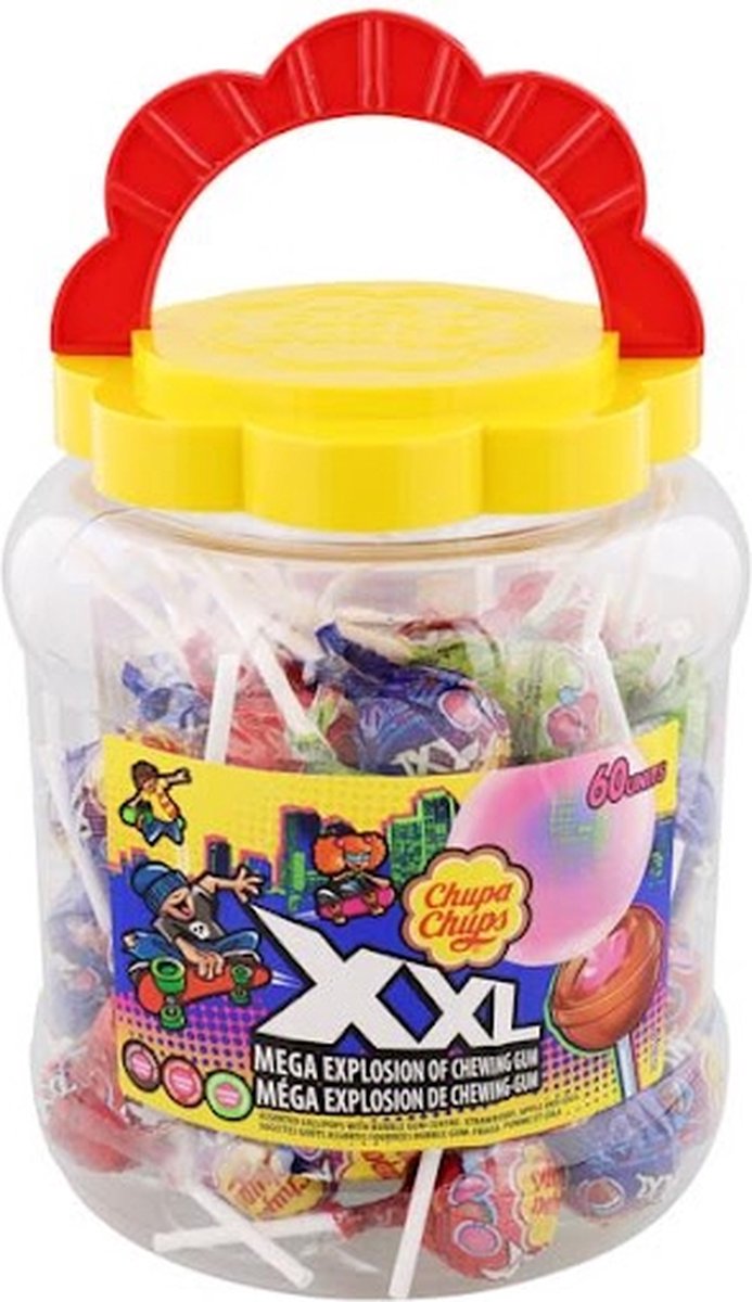Chupa chups | Lollie - lolly XXL Bubblegum | 60 stuks Bucket | bol.com