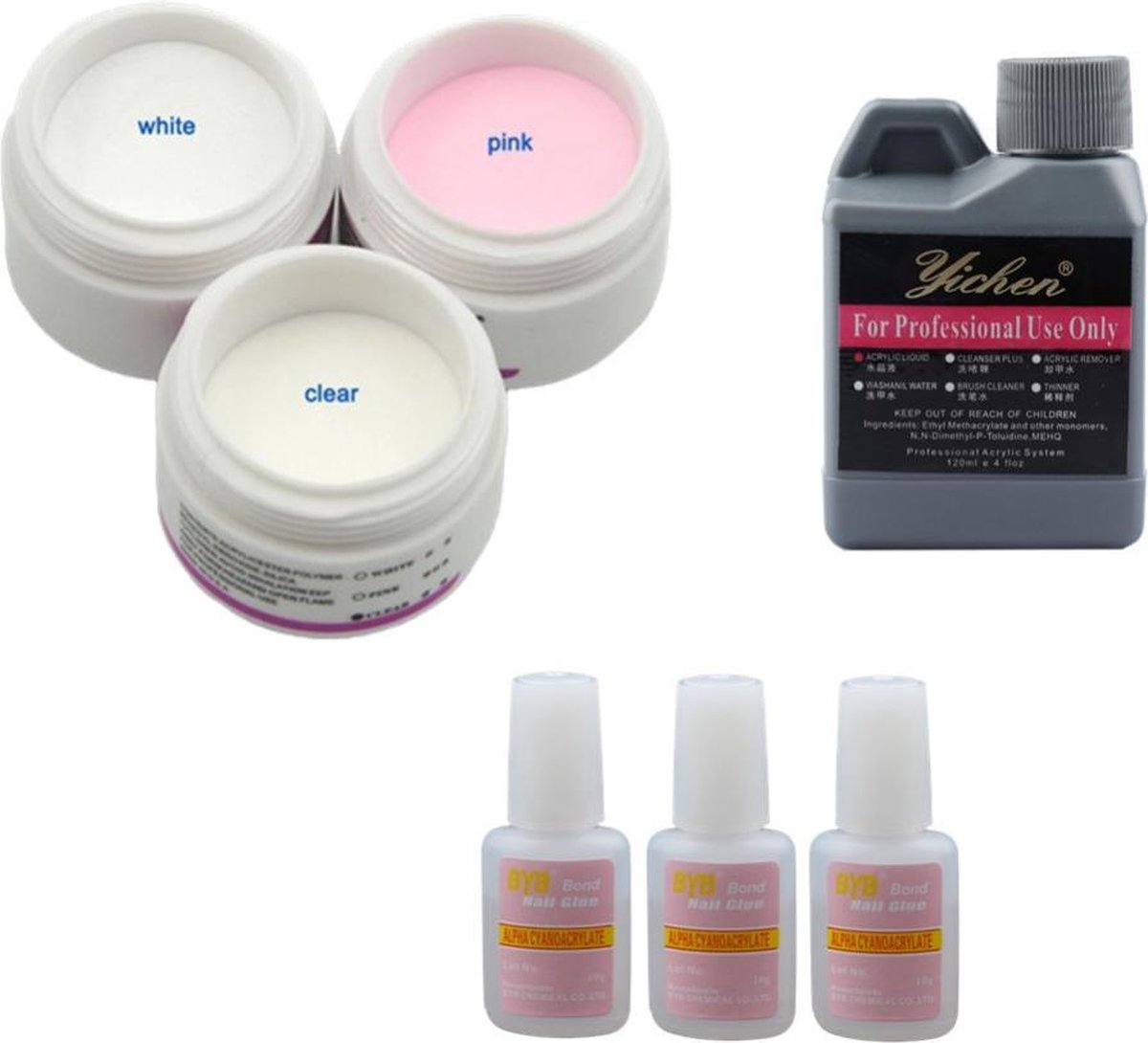 XXL Acrylnagels Starterspakket - Acryl Nagel Set | 76 kleuren acryl ...