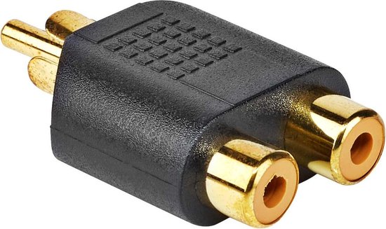 Tulp verloopstekker - 2x tulp female naar tulp male - Verguld - Zwart ...