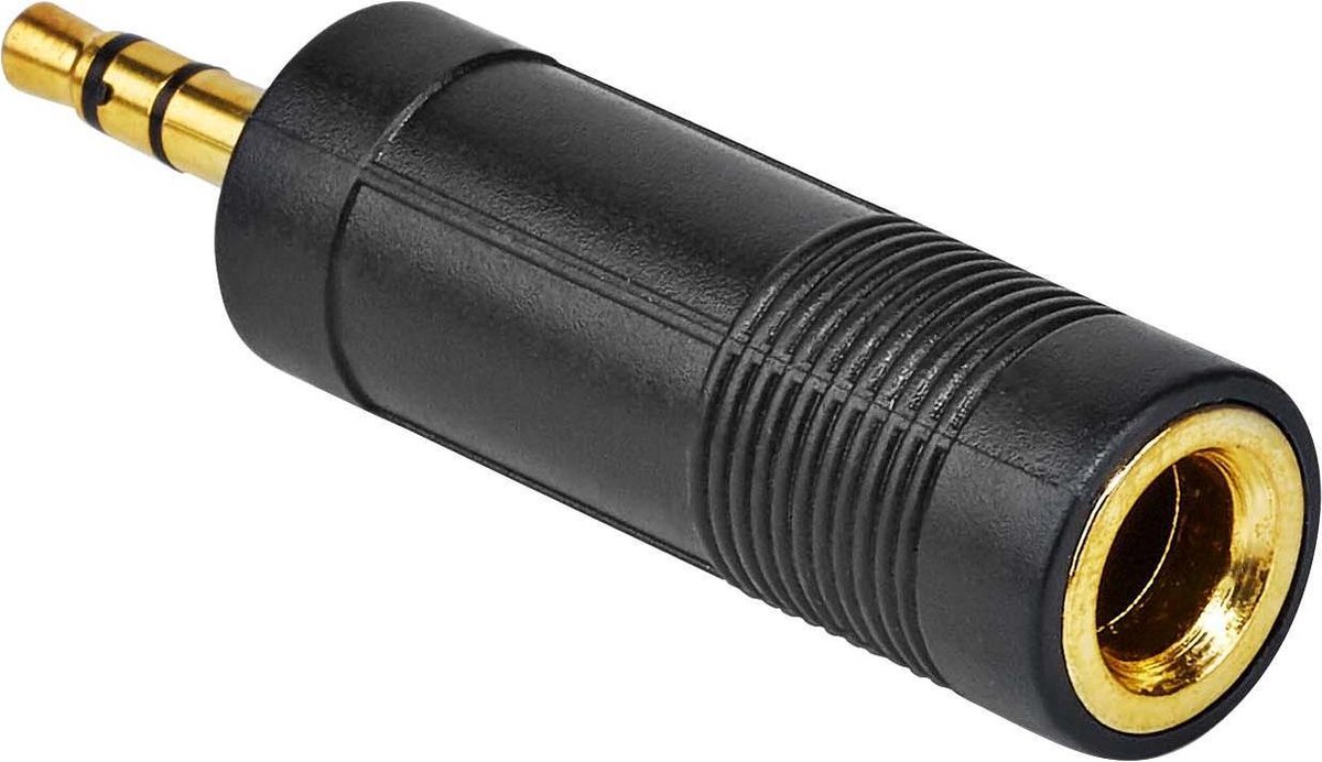 Jack verloopstekker - Stereo - Verguld - Zwart - Allteq | bol