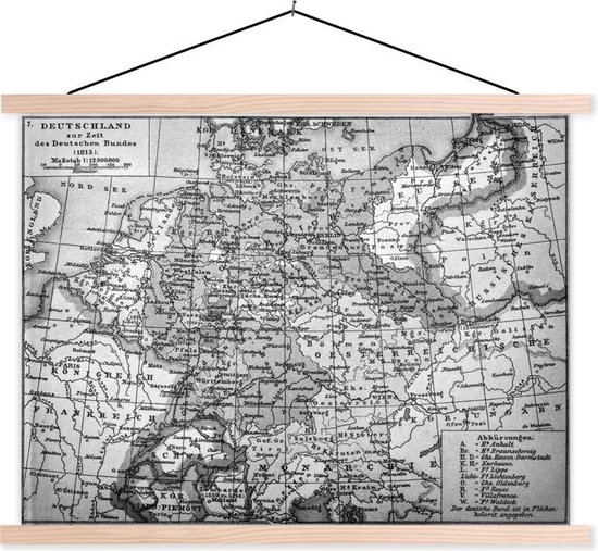 Schoolplaat - Antieke kaart van Duitsland - zwart wit - 60x45 cm ...