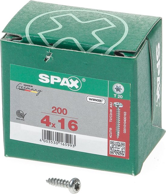 Spax Spaanplaat CK Verzinkt Torx 4.0 x 16 (200) - 200 stuks | bol