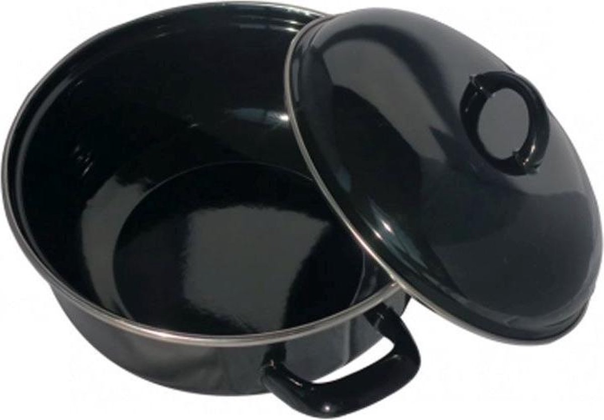Imperial Kitchen Braadpan met deksel - Emaille - Zwart - Ø 24 cm | bol.com